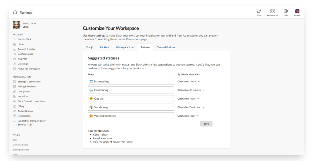 How to Set Your Slack Out of Office Status - Flamingo