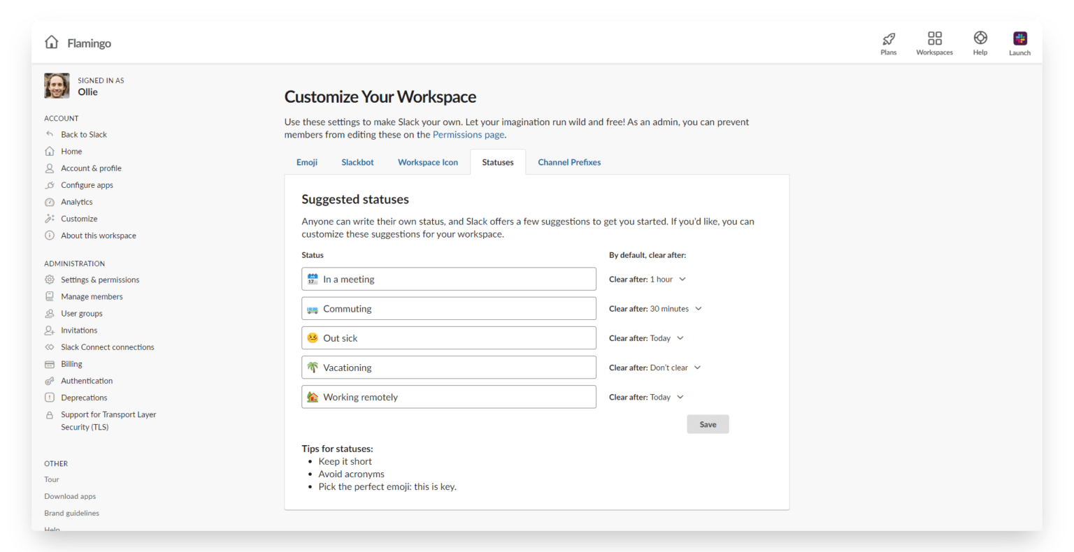 How to Set Your Slack Out of Office Status - Flamingo